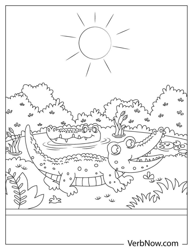Free CROCODILE Coloring Pages for Download (Printable PDF)