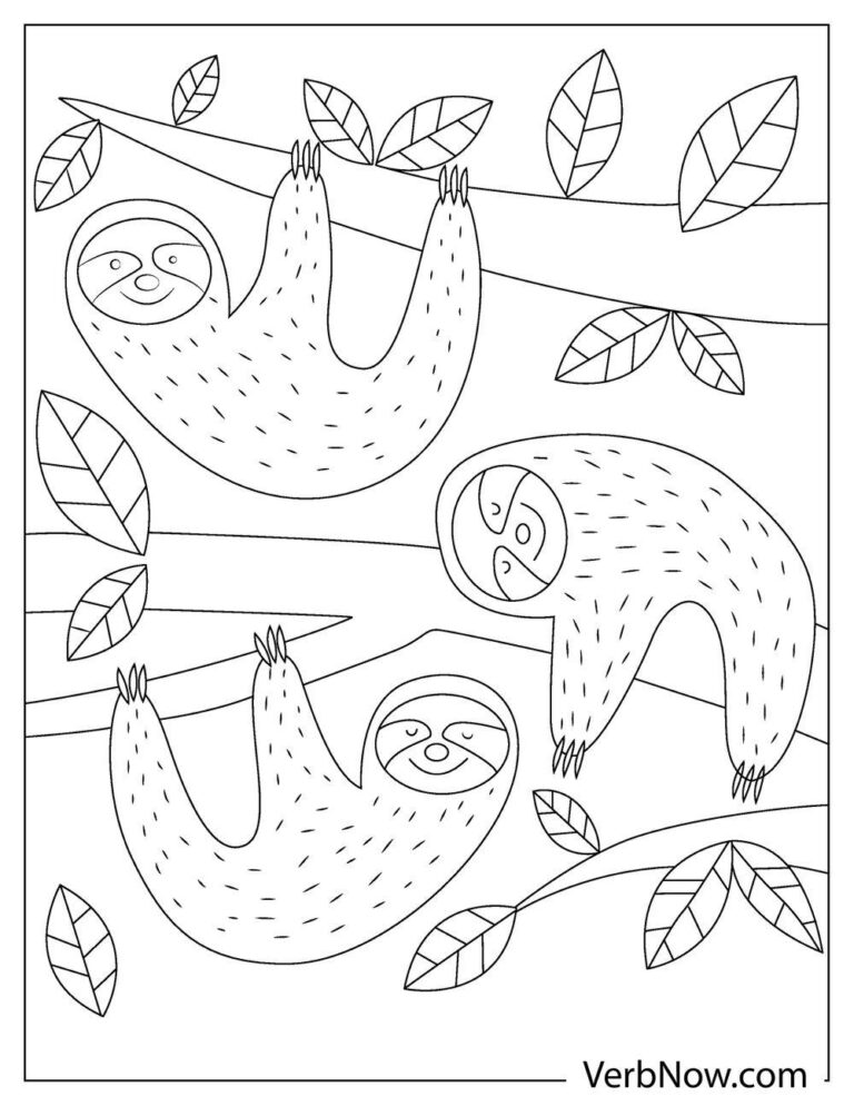 Free SLOTH Coloring Pages for Download (Printable PDF)
