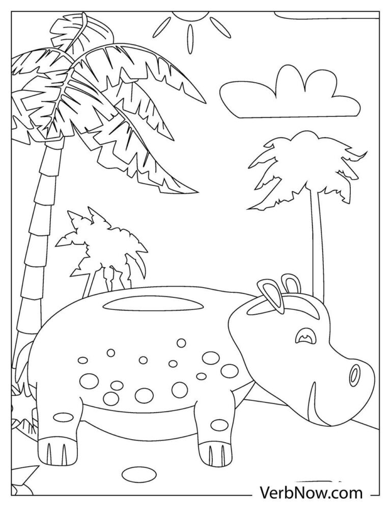 Free HIPPOPOTAMUS Coloring Pages for Download (Printable PDF)