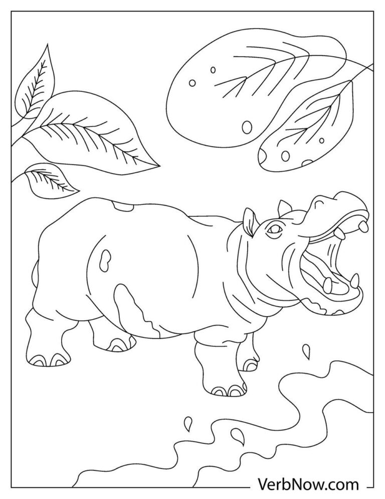 Free HIPPOPOTAMUS Coloring Pages for Download (Printable PDF)