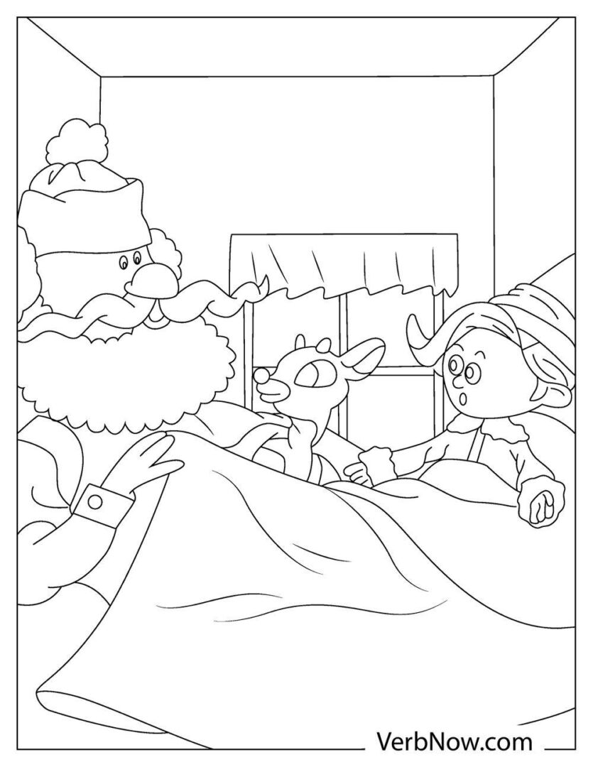 Free RUDOLPH RED NOSED REINDEER Coloring Pages (Printable PDF)