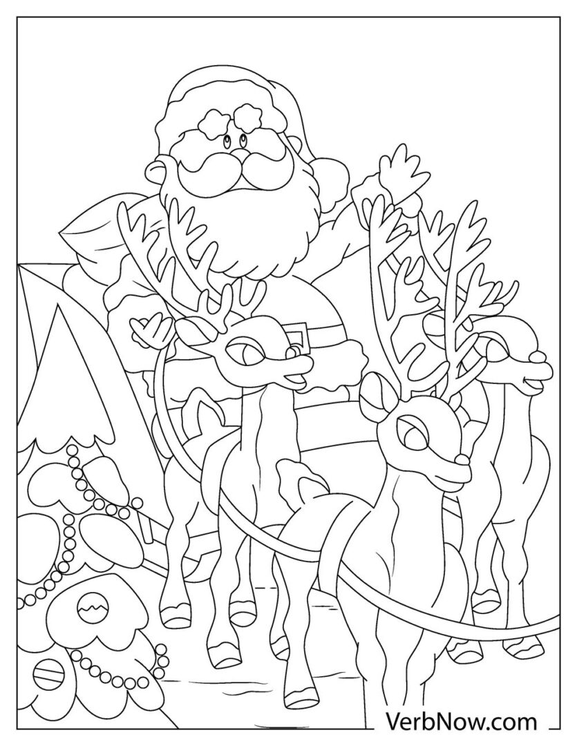 Free RUDOLPH RED NOSED REINDEER Coloring Pages (Printable PDF)