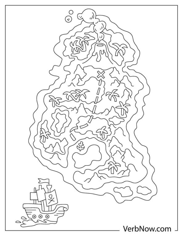Free TREASURE MAP Coloring Pages for Download (Printable PDF)