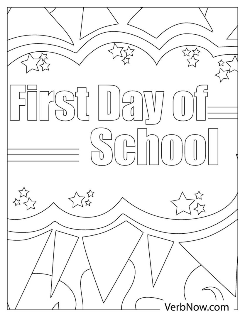 Free FIRST DAY OF SCHOOL Coloring Pages for Download (Printable PDF)