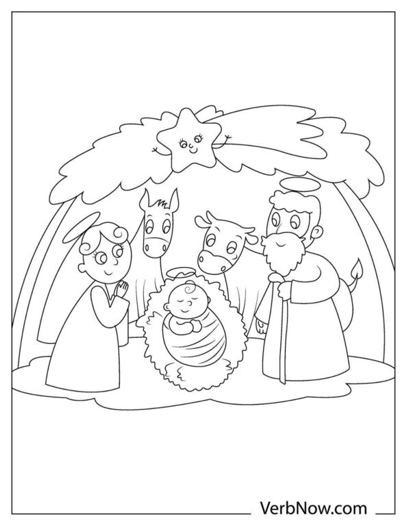 Free NATIVITY SCENE Coloring Pages (Printable PDF)