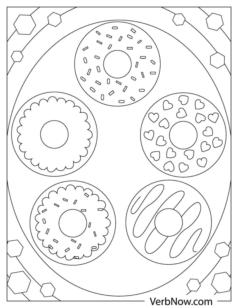 Free DONUT Coloring Pages for Download (Printable PDF)