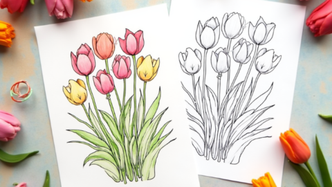24 Tulip Coloring Pages For Download (Printable PDF)